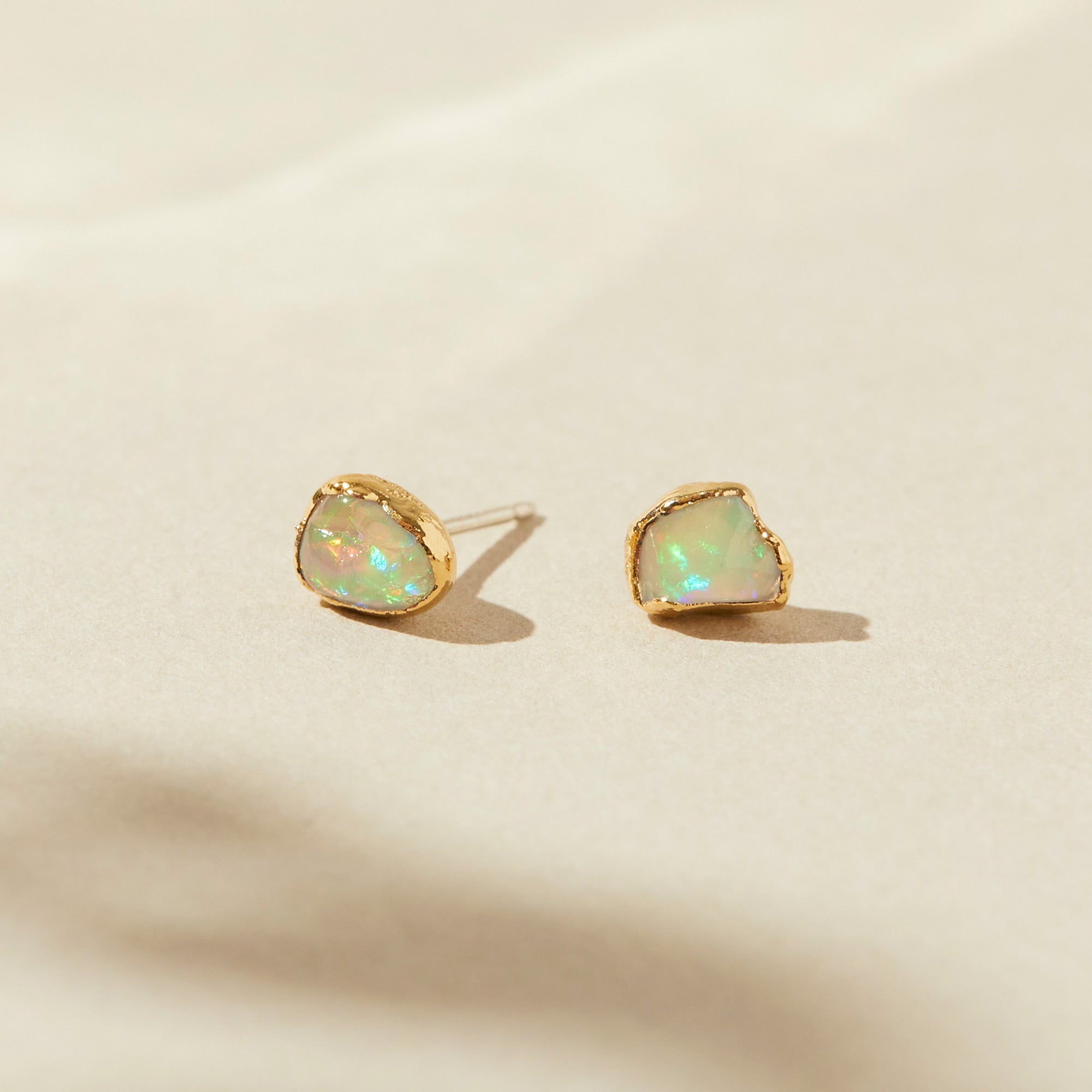 White Opal Studs | Raw Opal Stud Earrings – Dani Barbe